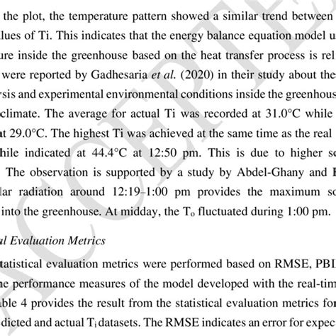 description of statistical evaluation matrices used in the analysis