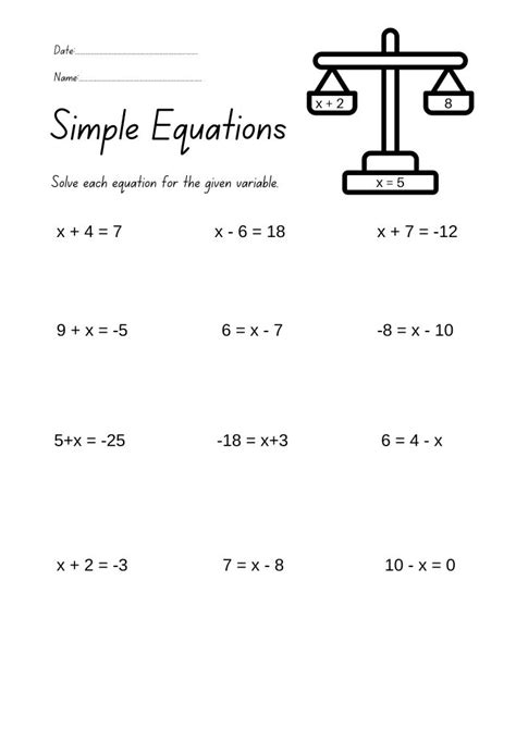 Worksheet Solving Equations