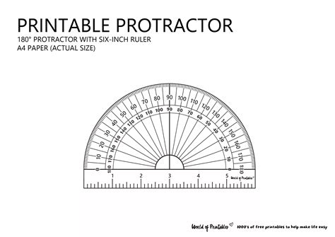 Actual Size Printable Protractor