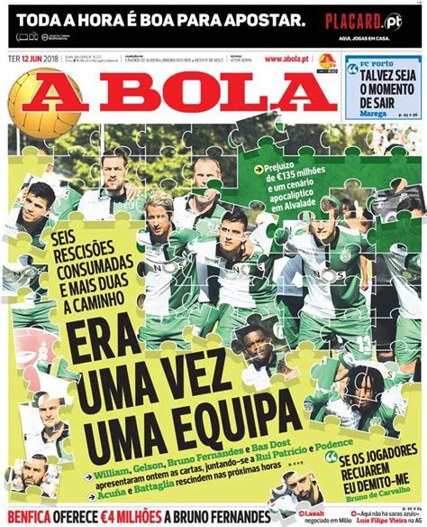 Capa Jornal A Bola 12 Junho 2018 Capasjornaispt