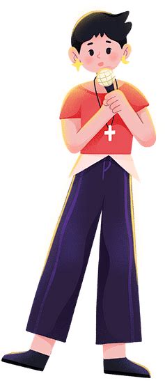大学生完整插画 唱歌男生