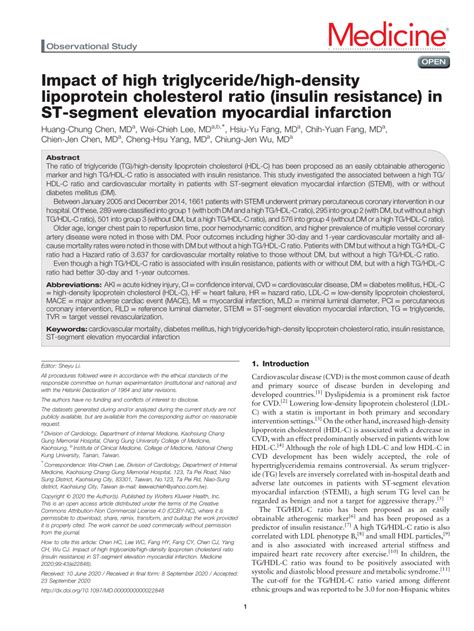 Pdf Impact Of High Triglyceridehigh Density Lipoprotein Cholesterol Ratio Insulin Resistance