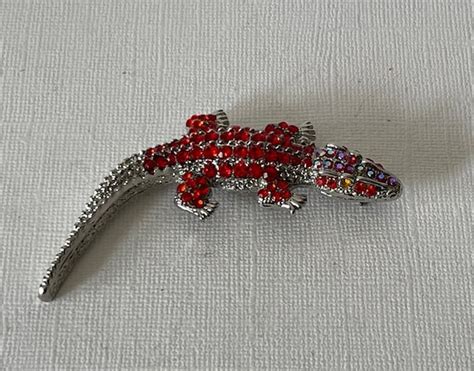 Rhinestone Alligator Pin Alligator Brooch Crocodile Gem