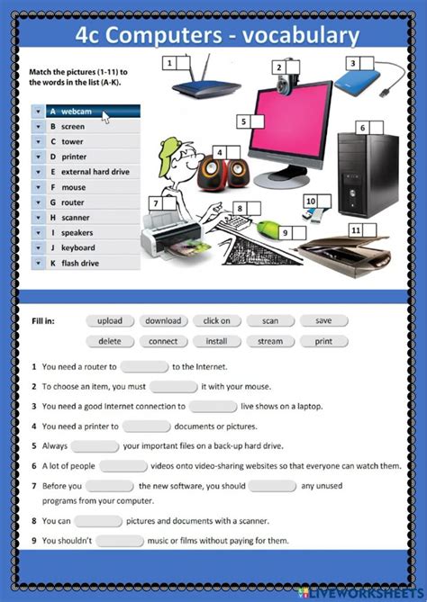 computers vocabulary worksheet computer science lessons teaching