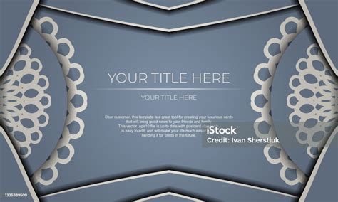 빈티지 패턴으로 인쇄 가능한 초대 장을 디자인하기 위한 템플릿 고급 장식과 텍스트에 대한 장소와 파란색 벡터 배너 0명에 대한 스톡 벡터 아트 및 기타 이미지 Istock