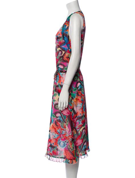 Lena Hoschek Floral Print Midi Length Dress Red Dresses Clothing