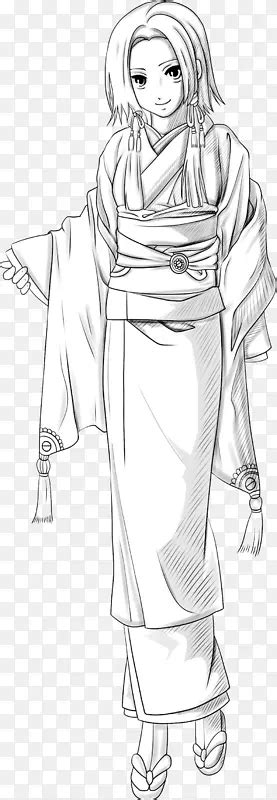 穿着和服的女子简笔画png图片素材下载 图片编号7604997 Png素材网