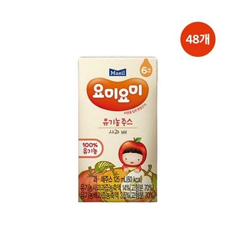 매일유업 요미요미 유기농 주스 사과배 125ml 48개 티몬