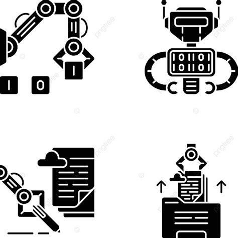 Rpa Glyph Icons Set Artificial Development Extracting Vector