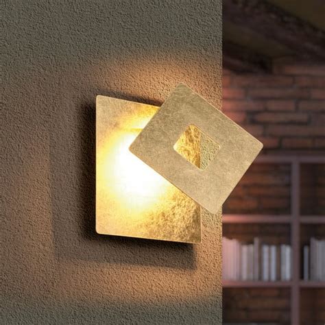 Led Wall Light Leano Angular Shade Gold Indirect Uk