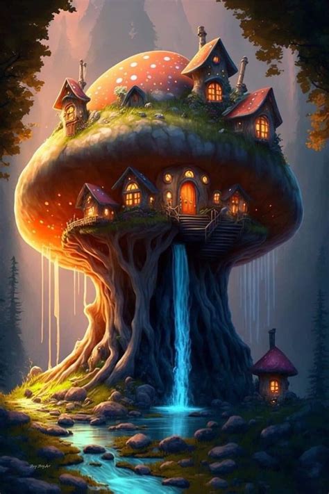 Pin de MoonKat en Peaceful Places Art Paisaje de fantasía Ilustración de paisaje Imagenes de