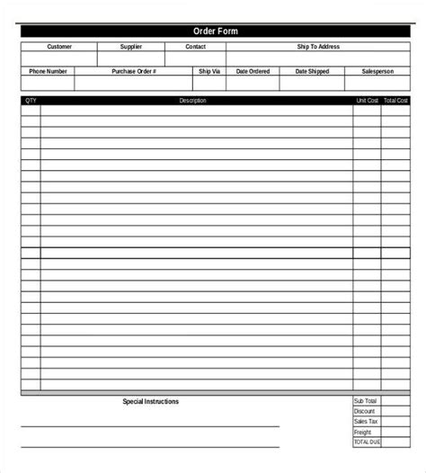 Free Order Form Templates Samples In Word Excel PDF Order Form Template Order Form