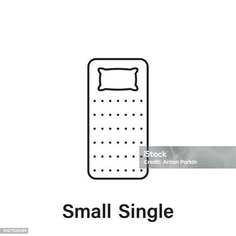 매트리스 작은 단일 크기 라인 아이콘입니다 침대 크기 치수 선형 픽토그램 호텔 또는 홈 아이콘의 침실에 대한 침대 길이 측정 매트리스 크기 편집 가능한 획 고립된 벡터 그림