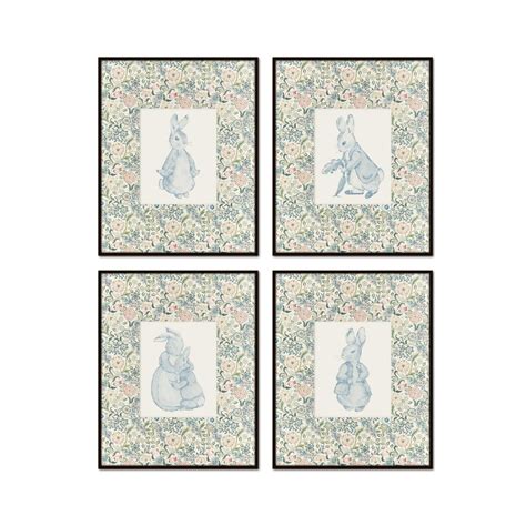 Peter Rabbit Collage Blue Set No 1 Nursery Art Prints Nursery Decor