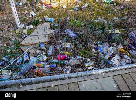 Litter Garbage Trash Behind Fence Luton Airport Luton London