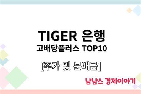 Tiger 은행고배당플러스 Top10 주가 배당일 분배금 추천 이유 네이버 블로그