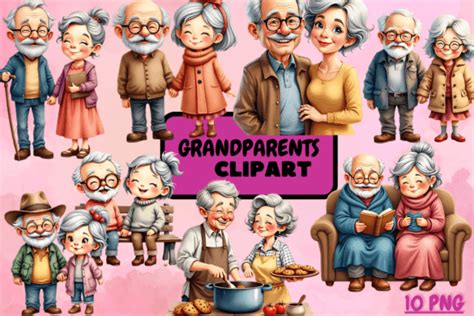 Kawaii Cute Funny Grandpa And Grandma Graphic By Craftedtimber