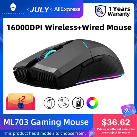 ThundeRobot ML703 Wireless Gaming Mouse 16000 DPI 1000mAh RGB Gamer ...