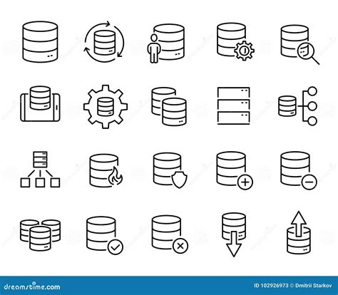 Simple Set Of Database Related Outline Icons Stock Illustration Illustration Of Data