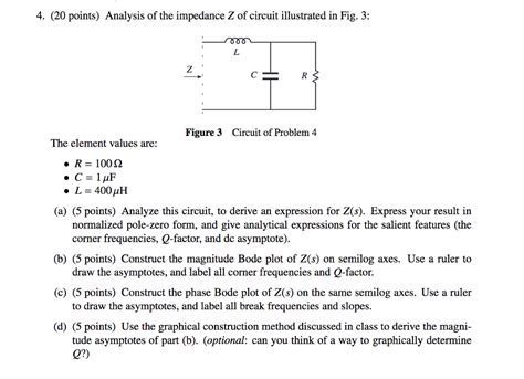 Solved 4 20 Points Analysis Of The Impedance Z Of Circuit