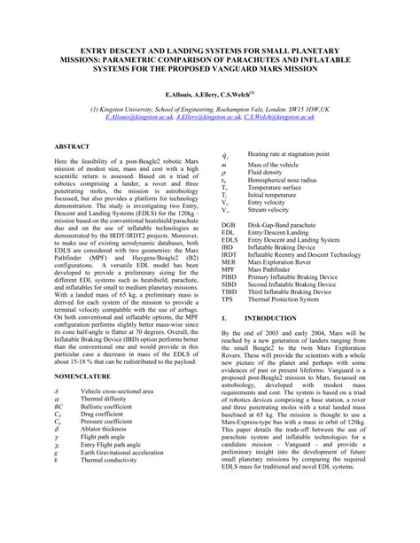Pdf Parachutes And Inflatable Structures Parametric Comparison Of