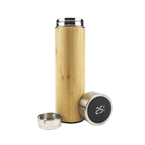 Bamboo Flask With Temperature Display