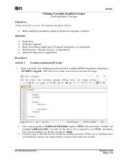 02 Laboratory Exercise 1 Pdf SH1804 Making Variable Enabled Scripts JavaScript Basic Concepts
