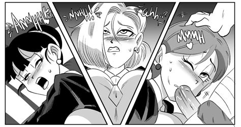 Rule 34 3girls Android 18 Black And White Blush Bulma Briefs Bulma