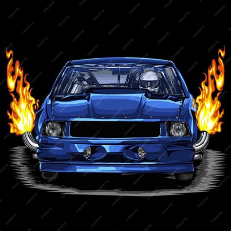 Premium Vector Drag Racing Car Isolated On Black Background For