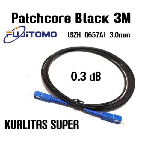 Patchcore Patchcord Fiber Optic Fujitomo Hitam Black 3mm [ 3meter
