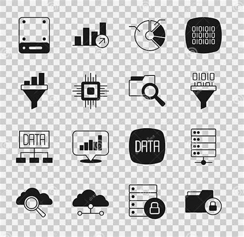 Set Folder And Lock Server Binary Code Pie Chart Infographic Processor Cpu Sales Funnel