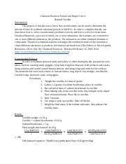 Chemical Reactions Lab Unit 4 Chemical Reaction Formal Lab Report Unit 4 Rachael Zavitka
