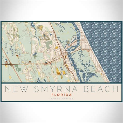 New Smyrna Beach Florida Map Print In Woodblock — Jace Maps