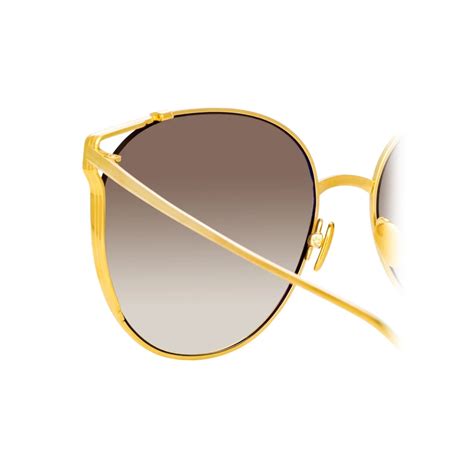 Linda Farrow Joanna Oversized Sunglasses In Yellow Gold Lfl996c3sun