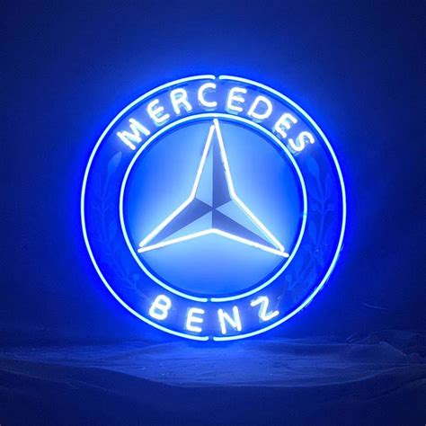Mercedes Benz Auto Car Logo Neon Signs Handmade Glass With Logo Printed