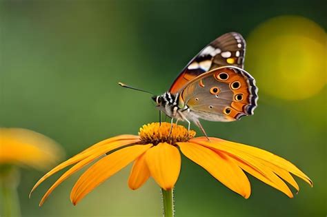 Uma Borboleta Em Uma Flor Foto Premium