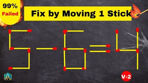 Tricky Puzzle Move 1 Stick To Make The Equation Right YouTube