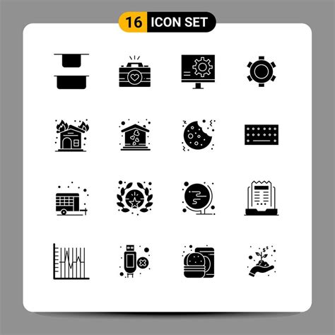 Set Of 16 Commercial Solid Glyphs Pack For Fire Setting Bug Gear Fix