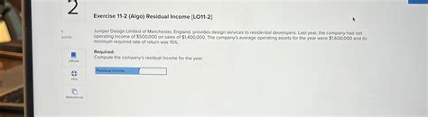Solved Exercise 11 2 Algo ﻿residual Income Lo11 2 1