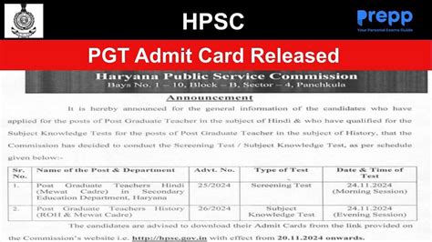 Hpsc Pgt Admit Card Released Check For Various Subject