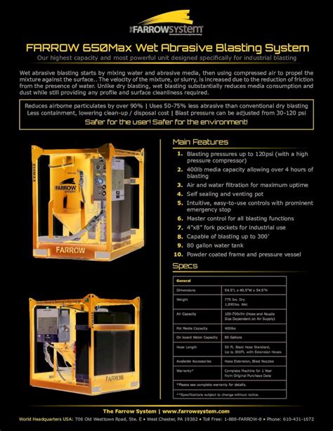 Pdf Farrow 650max Wet Abrasive Blasting System · Farrow 650max Wet