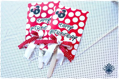 Mickey Mouse Minnie Mouse Red White Polka Dots Birthday Minnie