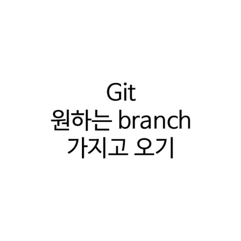 Git Branch 로컬 환경으로 가지고 오기