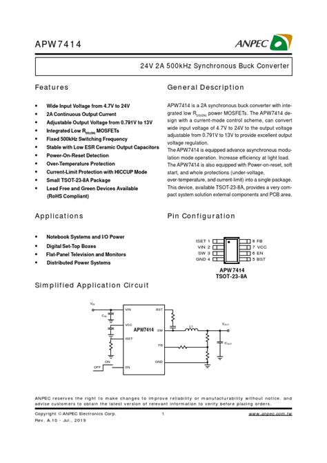 Apw7414 Datasheet Anpec