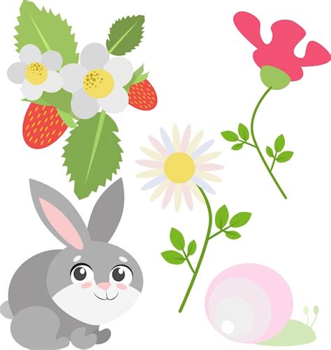 Avec Des Lapins Et Des Fleurs Pour Votre Illustration De Décoration