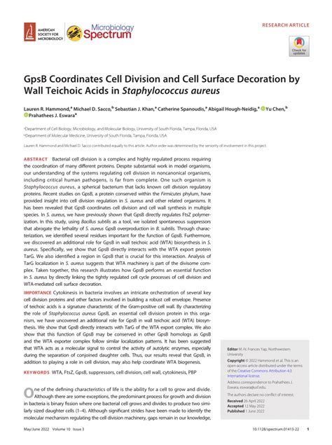 Pdf Gpsb Coordinates Cell Division And Cell Surface Decoration By