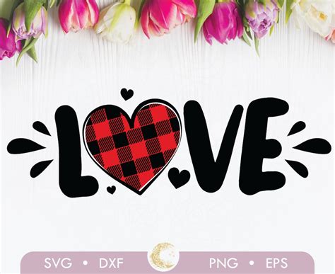 Love Heart Svg Buffalo Plaid Heart Svg Happy Valentines Day Svg