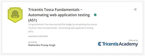 Mahendra Pratap Singh On Linkedin Tosca Tricentis Certification Testautomation