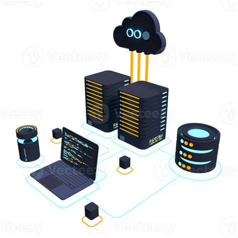 Cloud Technology Computing Concept Modern Cloud Technology Data Center Isometric Concept 3d