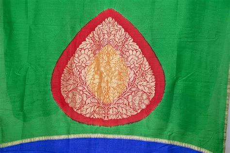 Green Moonga Silk Dupatta With Red Buta Anuroop Fabrics